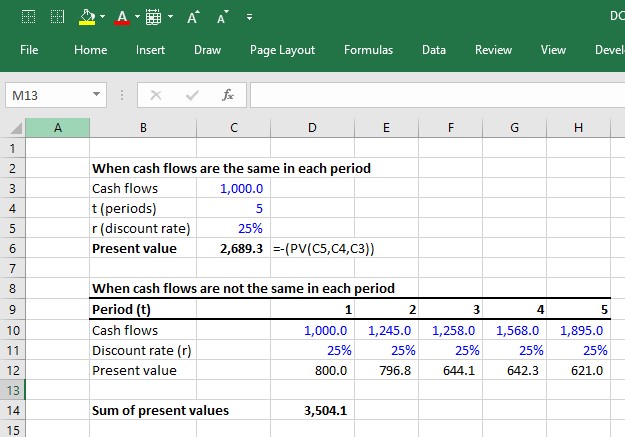 Discounted Cash Flow Xls Stock Value