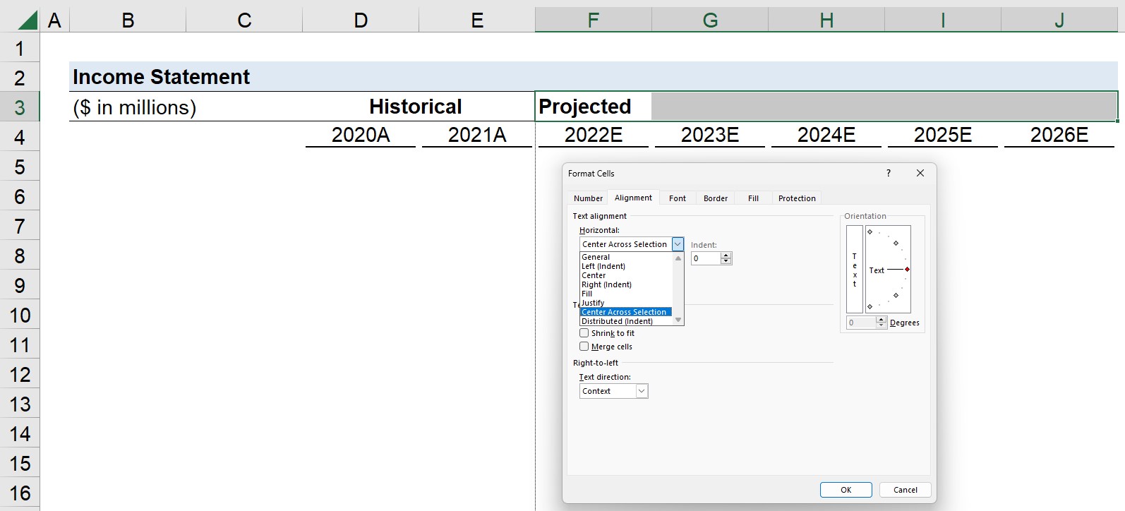 How To Center Across Selection In Excel Format Example